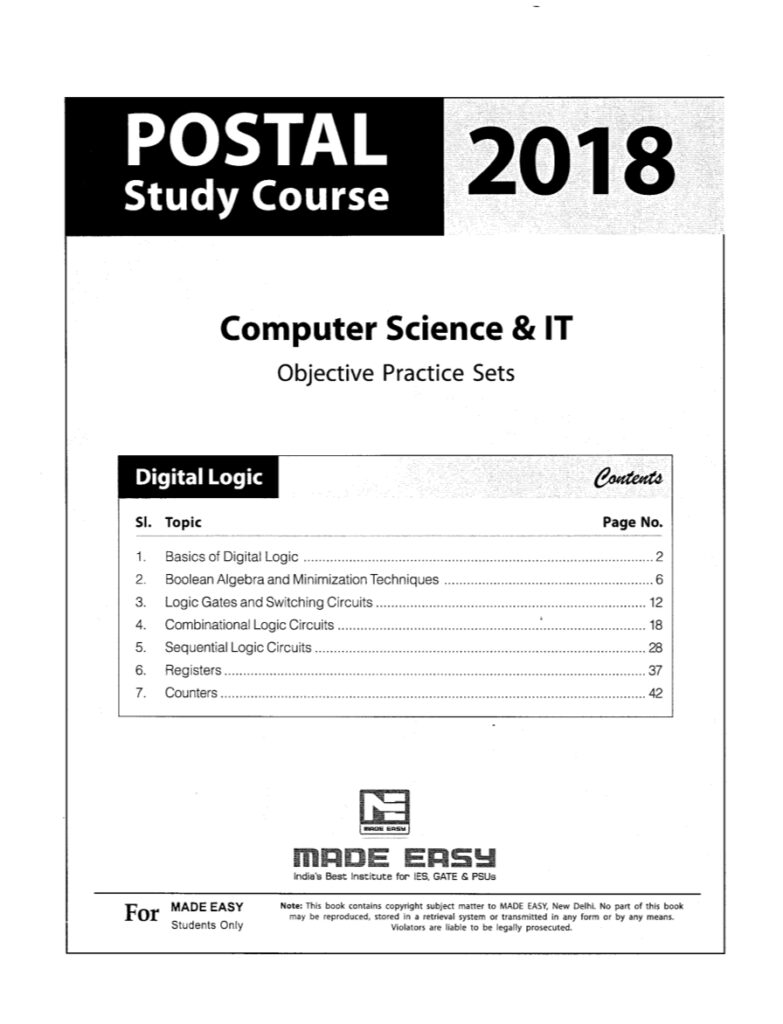 Digital Logic 2018 Objective Practice Sets for GATE CS and IT - Meradesh.in